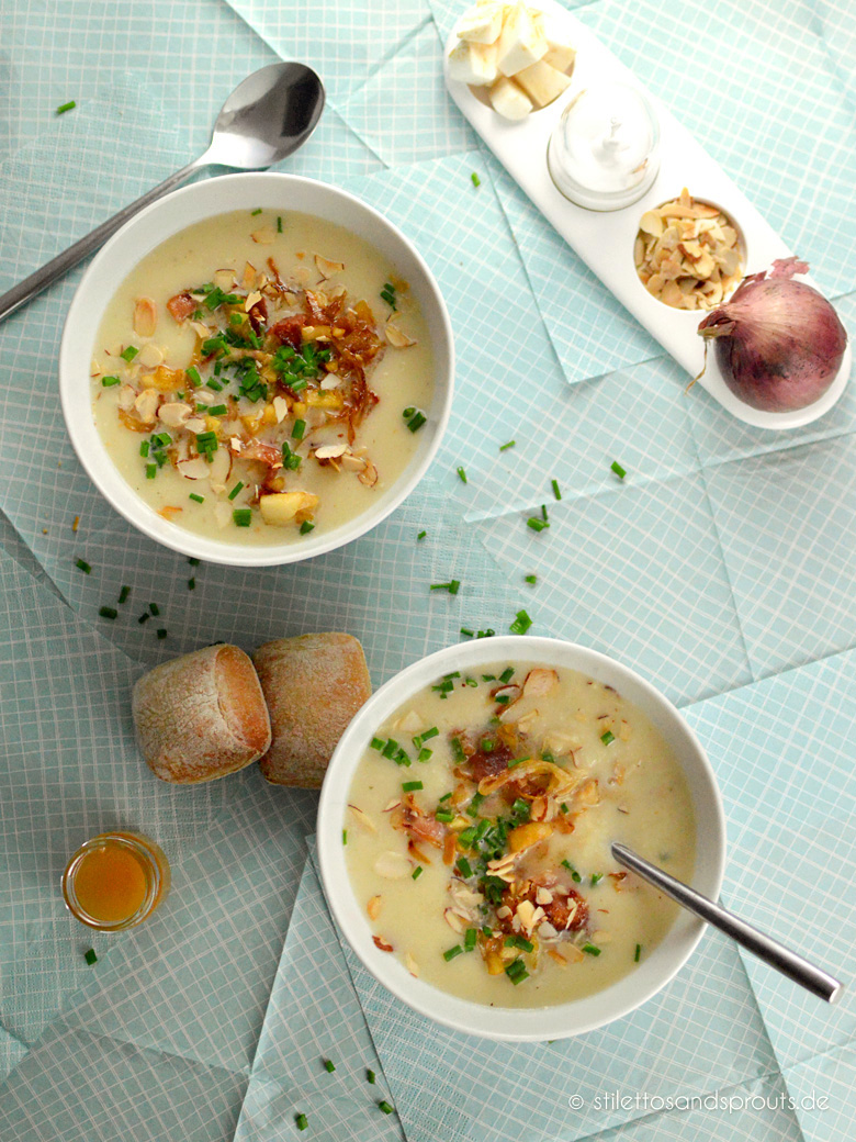 Selleriesuppe mit Apfel, Bacon & Zwiebel - Stilettos & Sprouts