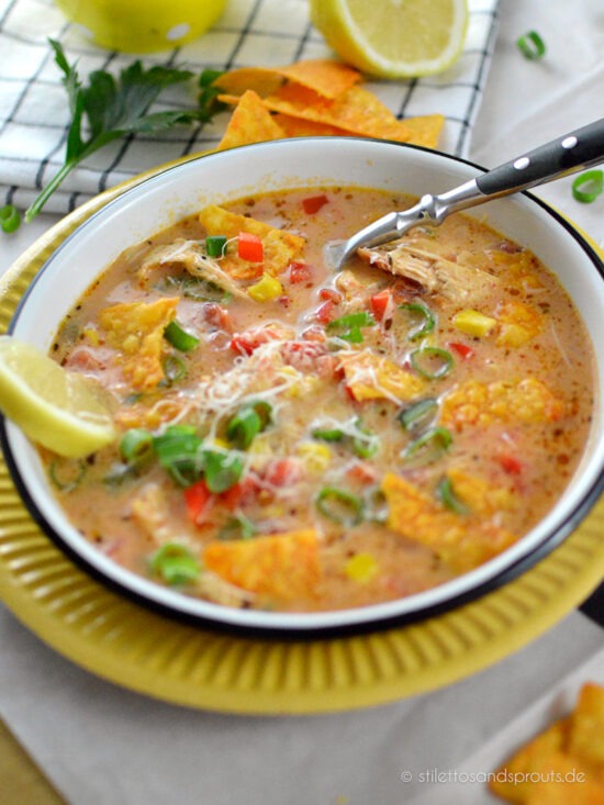 Cajun Chicken Parmesan Soup - Stilettos & Sprouts