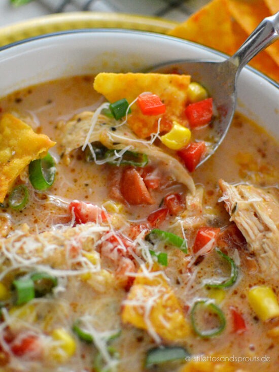 Cajun Chicken Parmesan Soup - Stilettos & Sprouts